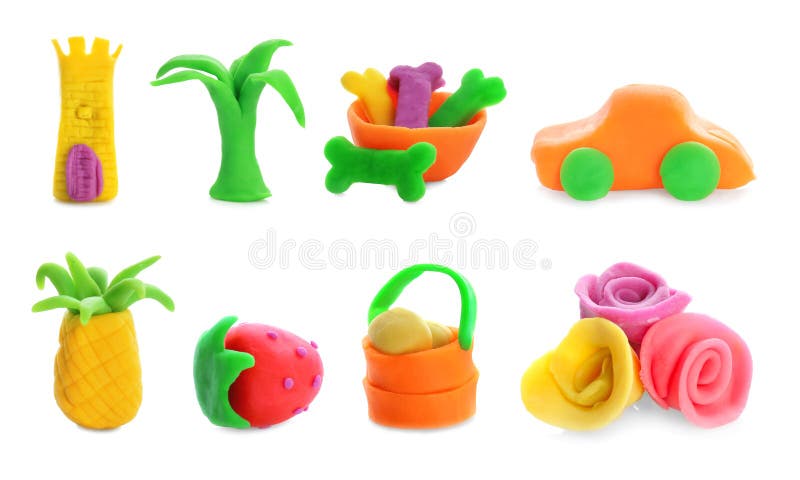Set with Different Objects Made of Play Dough Stock Photo - Image of ...