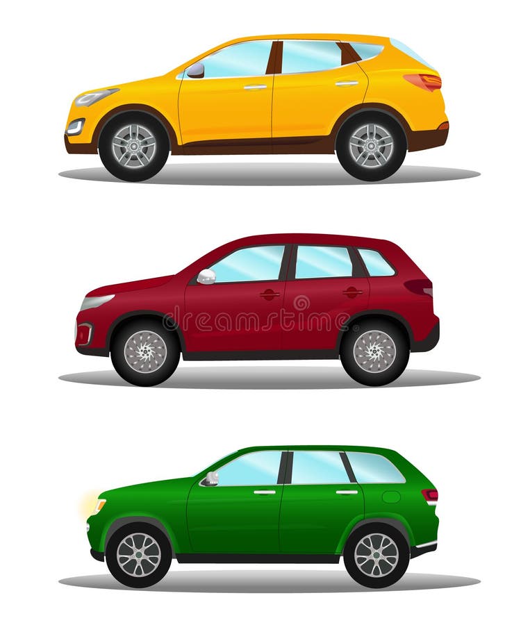 Set of Different Off-road Vehicles in Three Colors Stock Vector ...