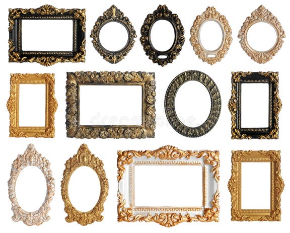 Set of Different Old Fashioned Frames on White Background Stock Photo ...