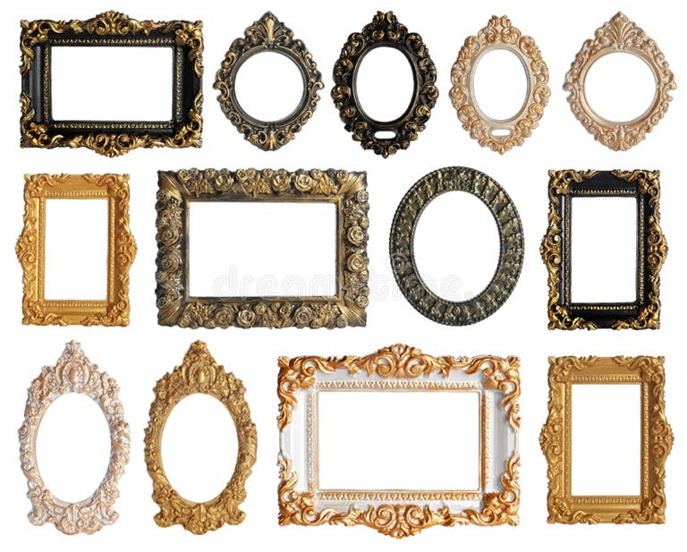 Set of Different Old Fashioned Frames on White Background Stock Photo ...