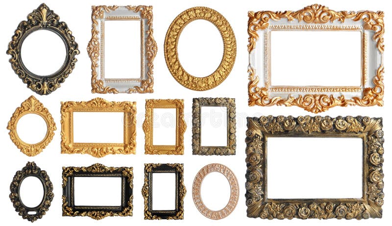 Set of Different Old Fashioned Frames on White Background Stock Image ...