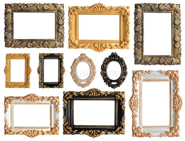 Set of Different Old Fashioned Frames on White Background Stock Image ...