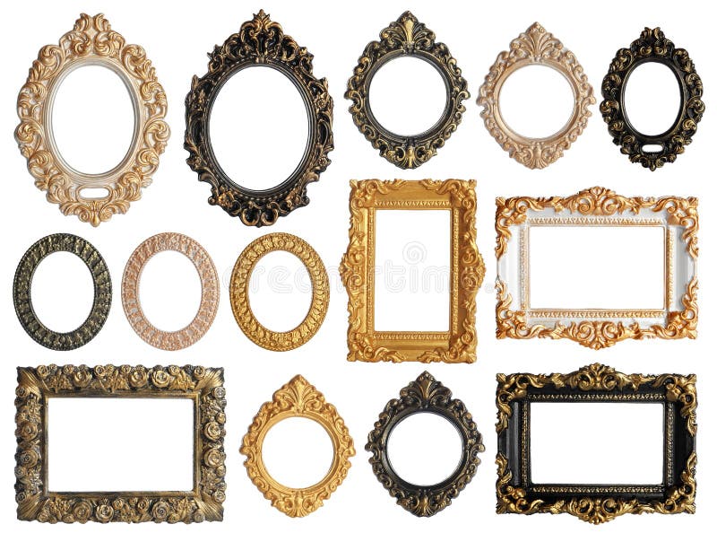 Set of Different Old Fashioned Frames on White Background Stock Photo ...