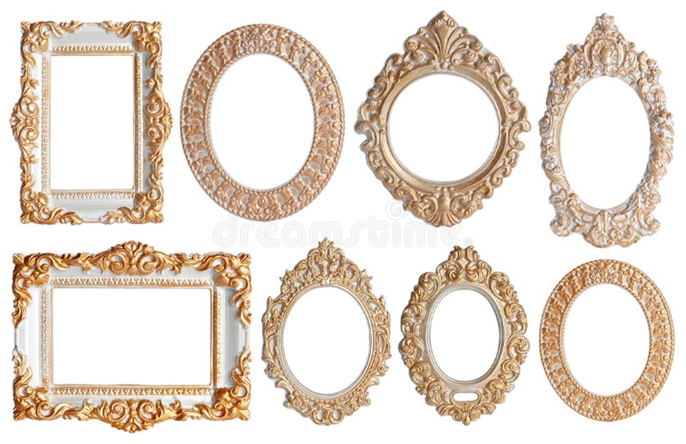 Set of Different Old Fashioned Frames on White Background Stock Photo ...