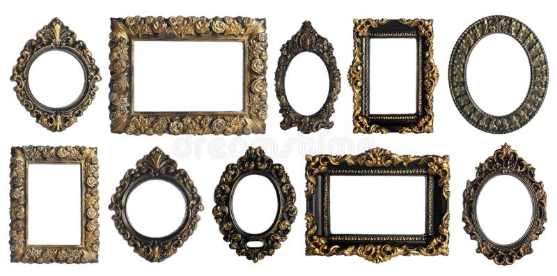 Set of Different Old Fashioned Frames on White Background Stock Photo - Image of mockup, blank ...