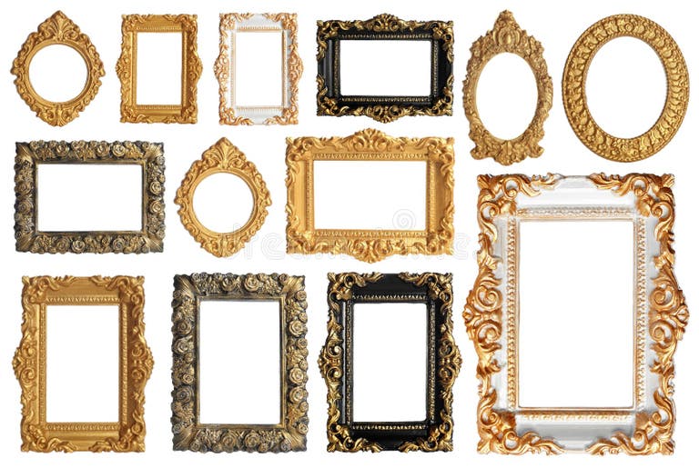 Set of Different Old Fashioned Frames on White Background Stock Image ...