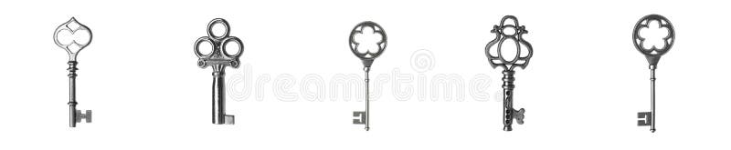 Set of Different Ornate Keys on Background. Banner Design Stock Photo ...
