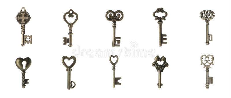 Set of Different Ornate Keys on Background. Banner Design Stock Photo ...