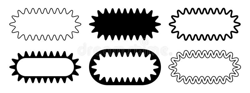 Set of Different Oval Frames with Wiggly Edges. Rectangular Shapes with ...