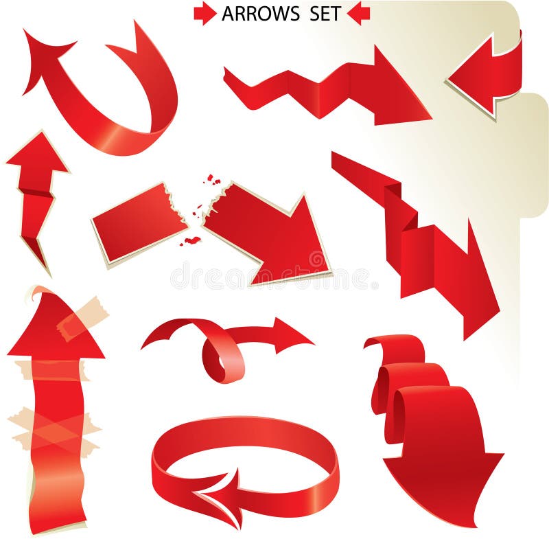 Set of Different Paper Red Arrows Stock Vector - Illustration of ...