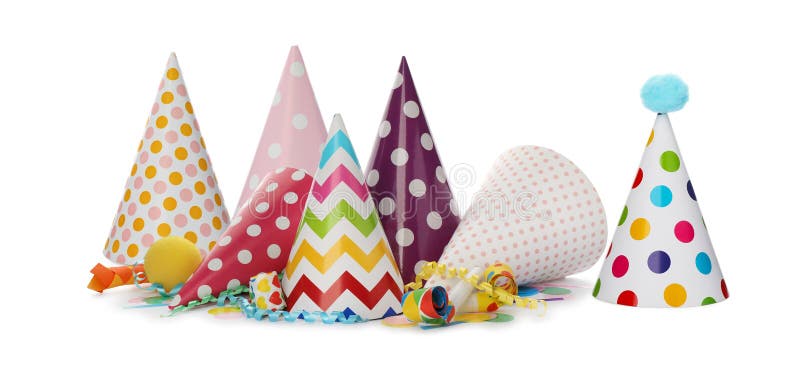 Set with Different Party Hats on White Background. Banner Design Stock ...