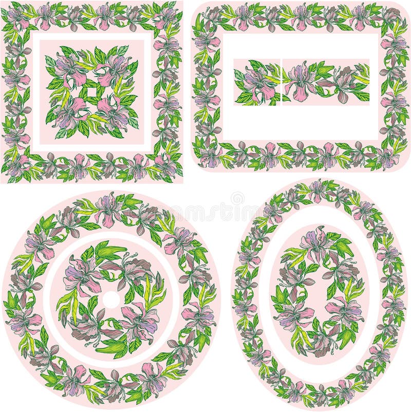 Set of Different Patterns and Borders - Square, Re Stock Vector ...