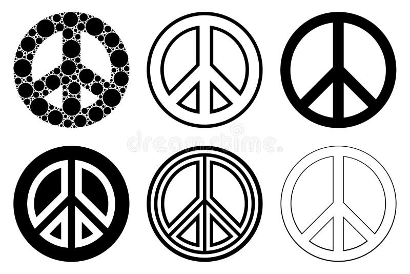 Set of Different Peace Signs Stock Vector - Illustration of retro ...