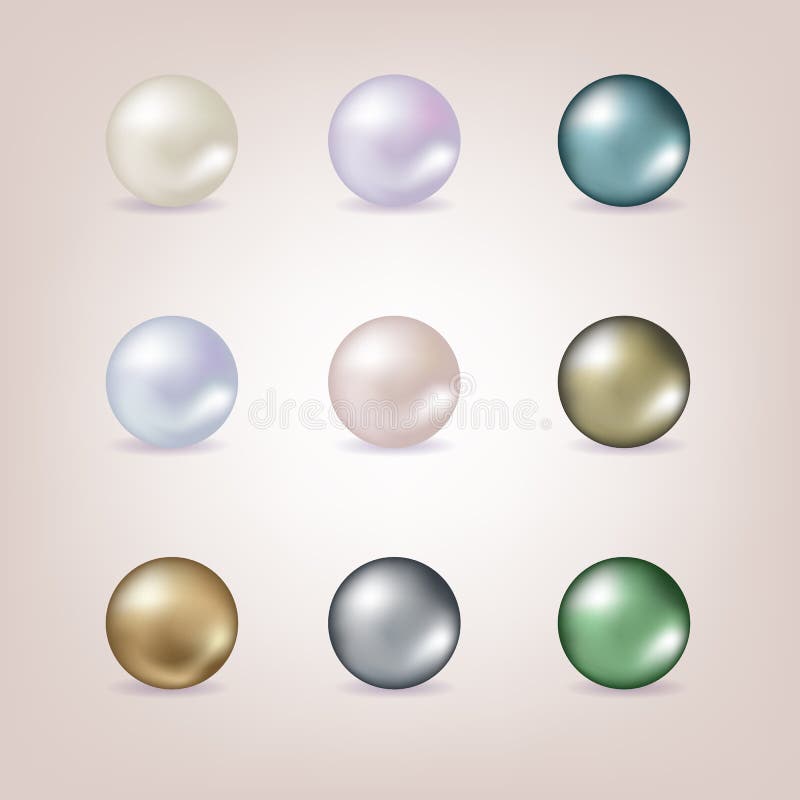 Vector Set of Different Pearls Isolated on Pink Background. Stock ...