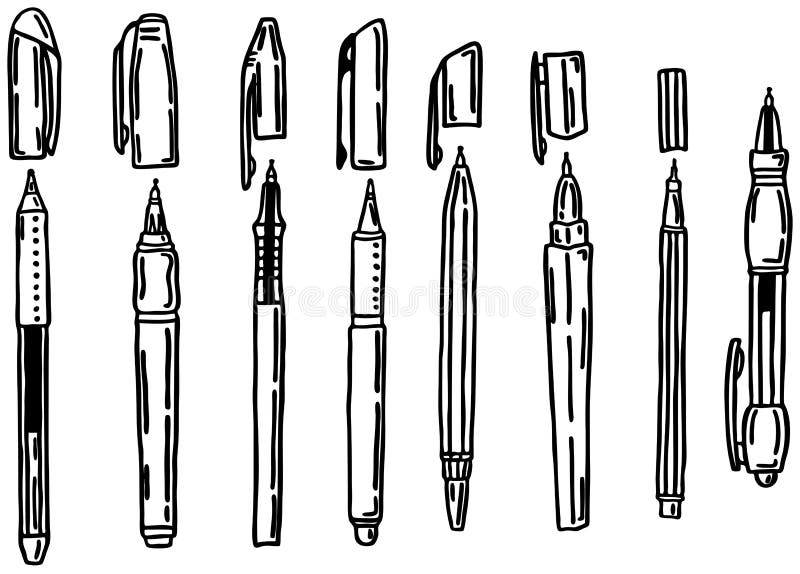 Different Pens Icons Vector Set Stock Vector - Illustration of ...