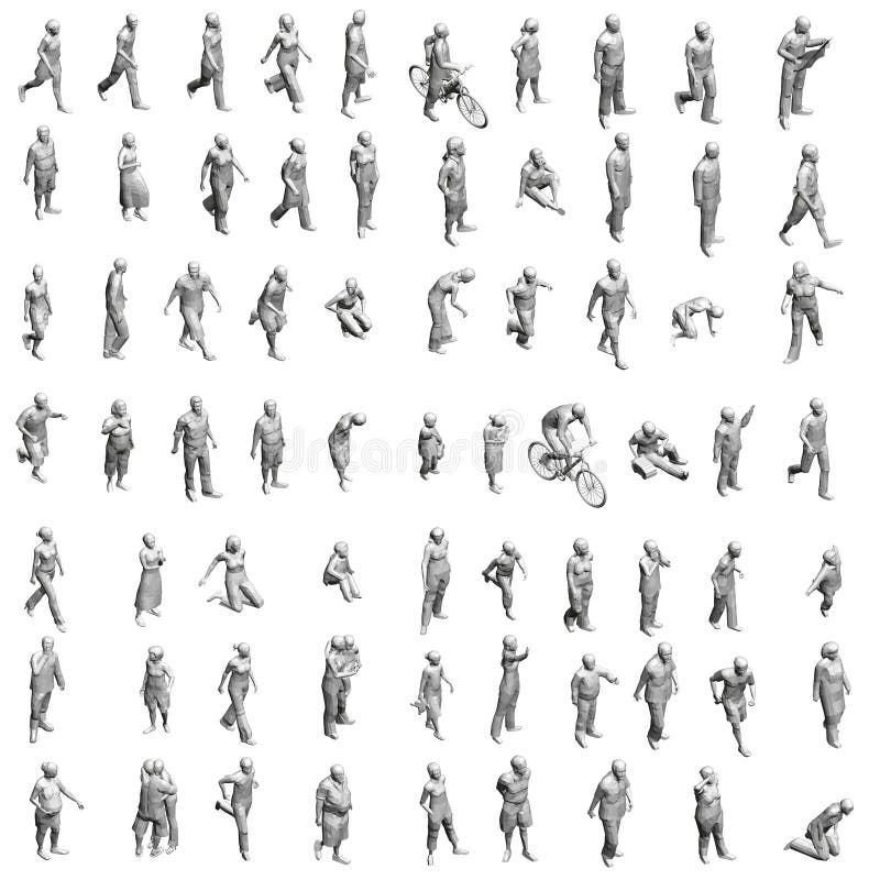 Set with Different People in Different Positions. Polygonal Figures of ...