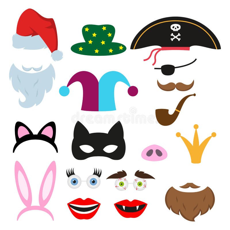 Set of Different Piece Photo Booth Props with Cartoon Pigs Stock Vector ...