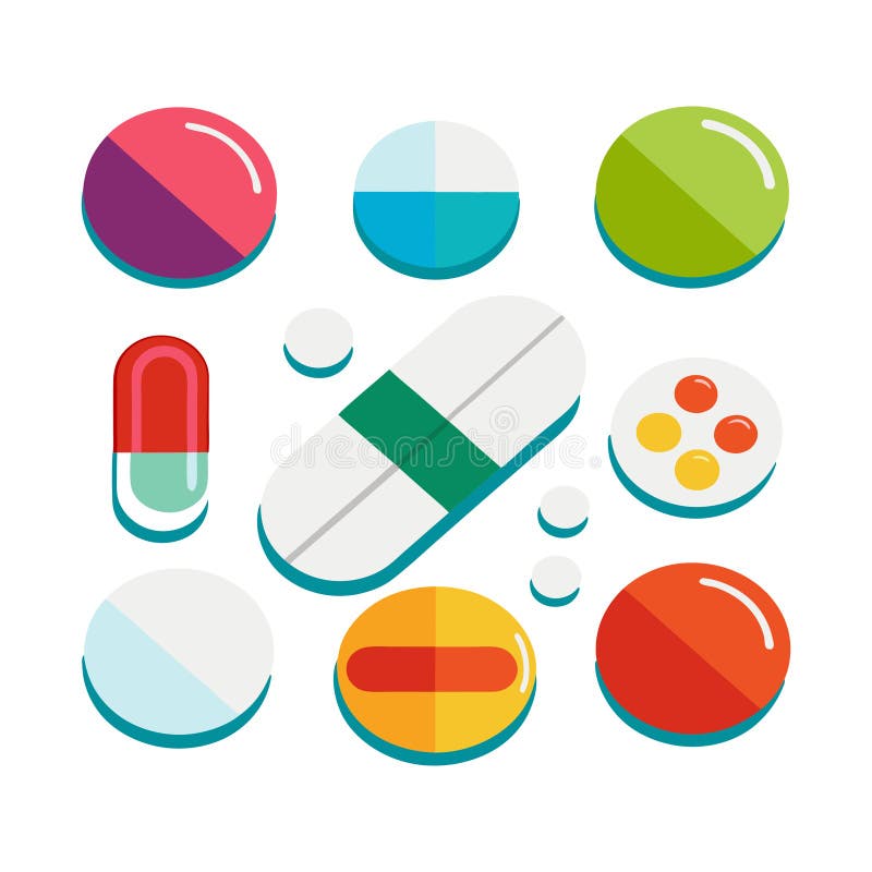 Set of Different Pills and Capsules Vector Illustrations 2 Stock Vector ...