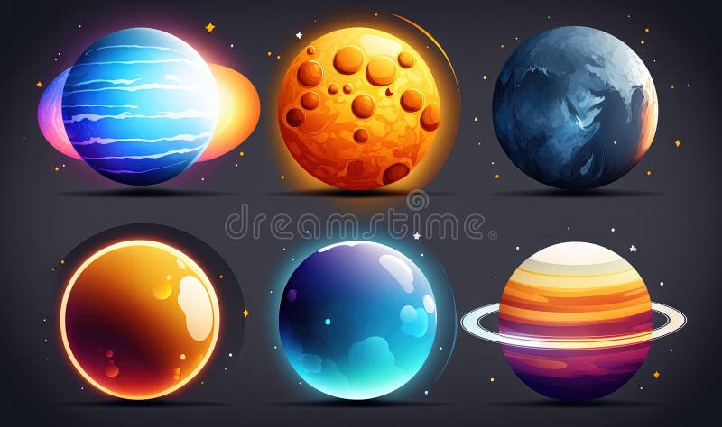 A Set of Different Planets in the Solar System, Including the Sun, the ...