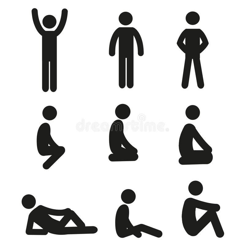 A Set of Different Poses of a Human Figure, Pictograms, Sketch Stock ...