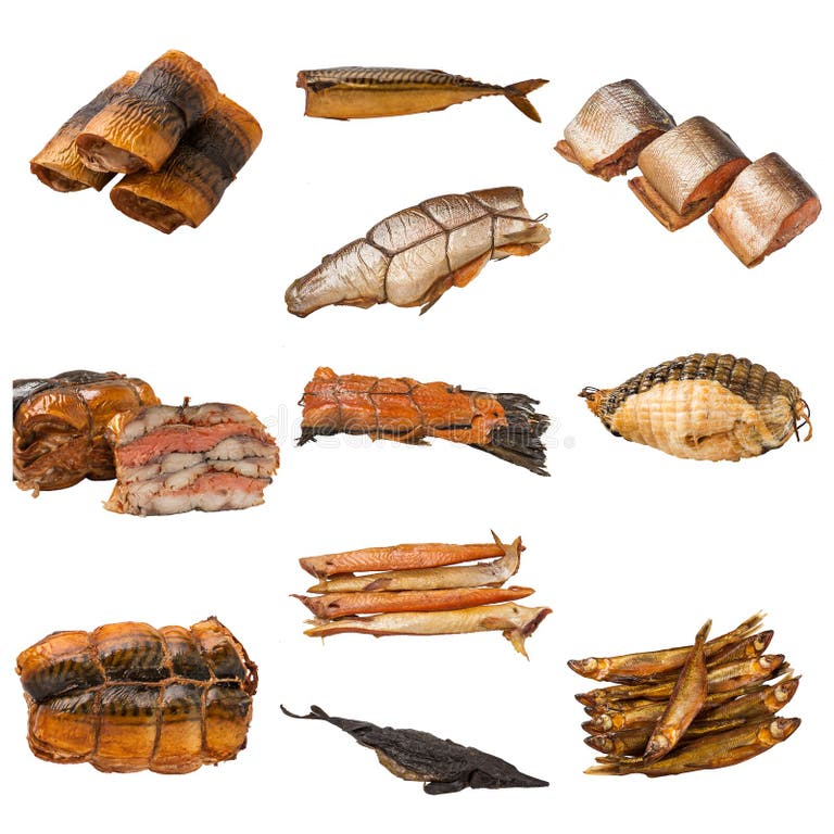 Set of a Different Preserved Fish Stock Photo - Image of isolated ...