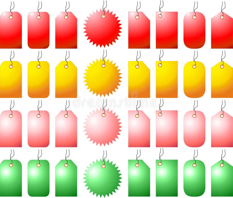 Set of Different Price Tags Stock Illustration - Illustration of market ...