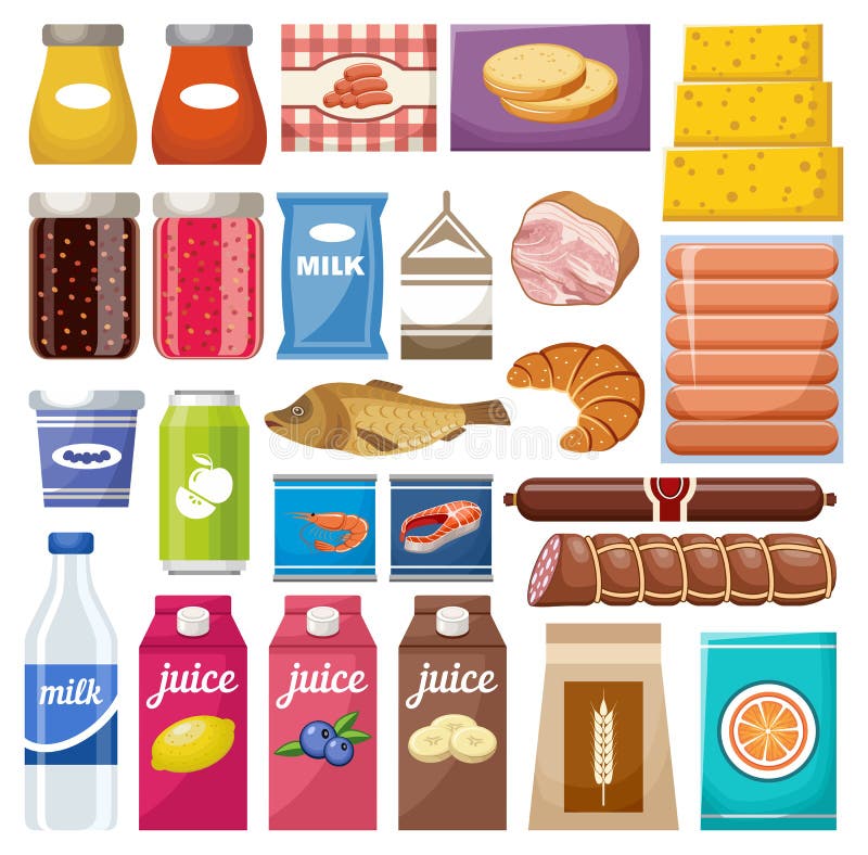 Set of different products stock vector. Illustration of cereal - 105935327