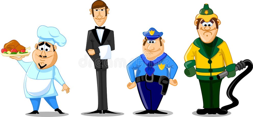 Set of Different Professions Including Police Wait Stock Vector ...