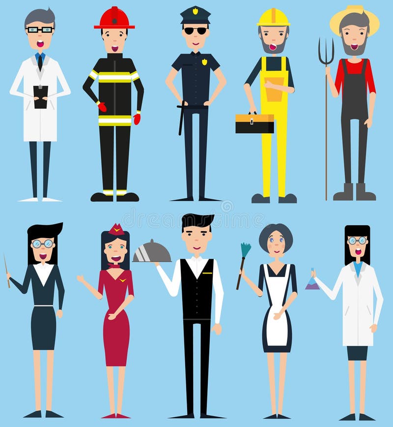 Set of Different Professions. Stock Vector - Illustration of scientist ...