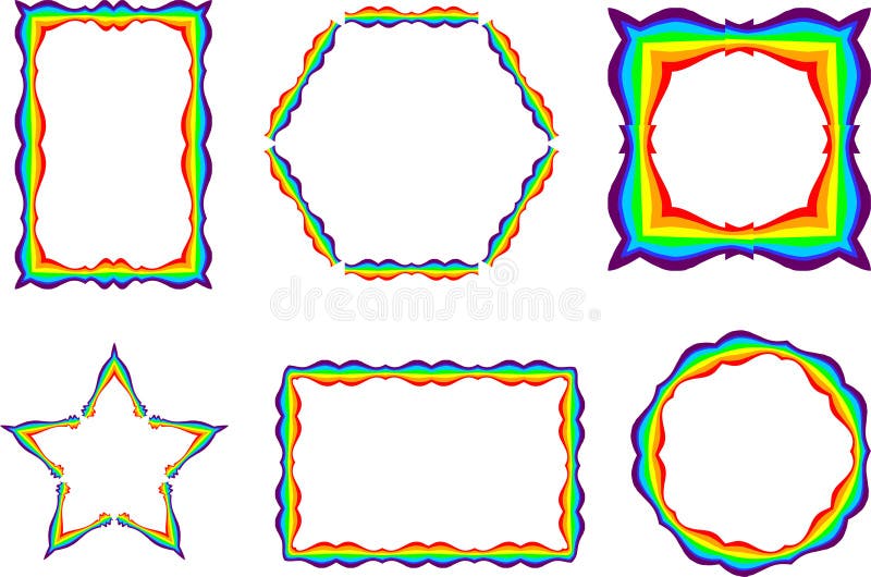 Set of Different Rainbow Color Frames and Borders Stock Vector ...
