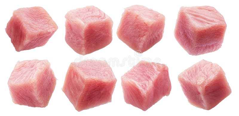 Set of Different Raw Turkey Meat Pieces Isolated on White. File ...