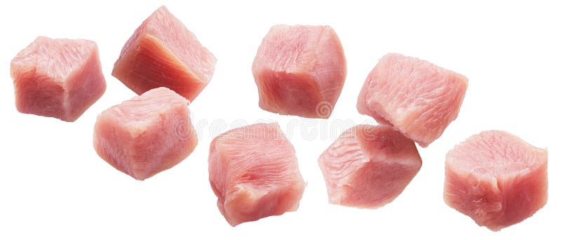 Set of Different Raw Turkey Meat Pieces Levitating in Air on White ...