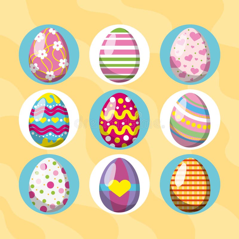 Set of Different Realistic Easter Eggs Vector Stock Vector - Illustration of celebration, spring ...