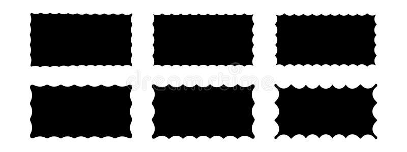 Set of Different Rectangle Shapes with Wiggly Edges. Rectangular Forms ...