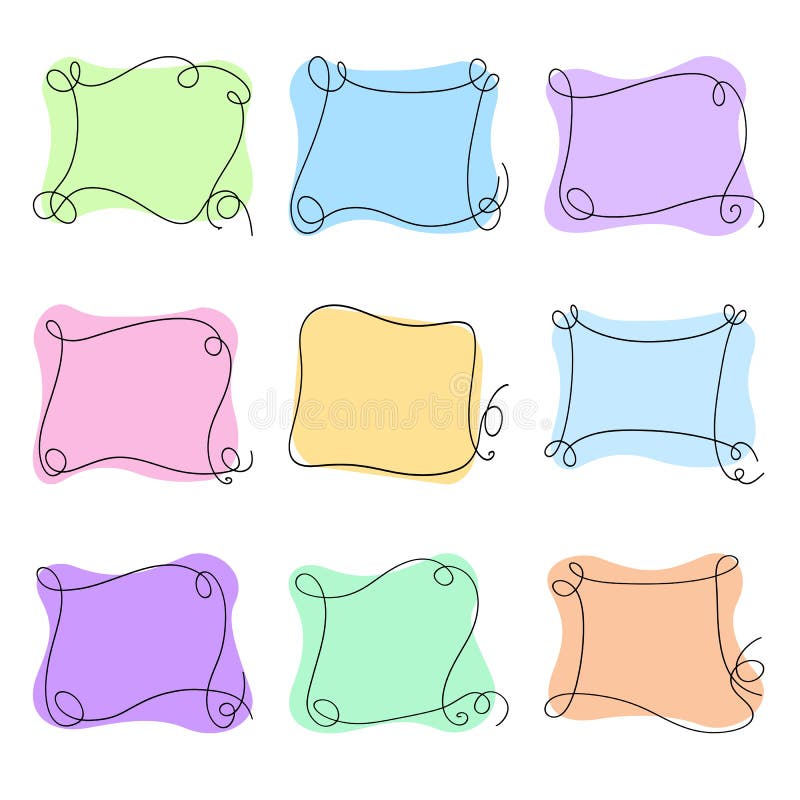 A Set of Different Rectangular Frames with Rounded Edges and Curlicues ...