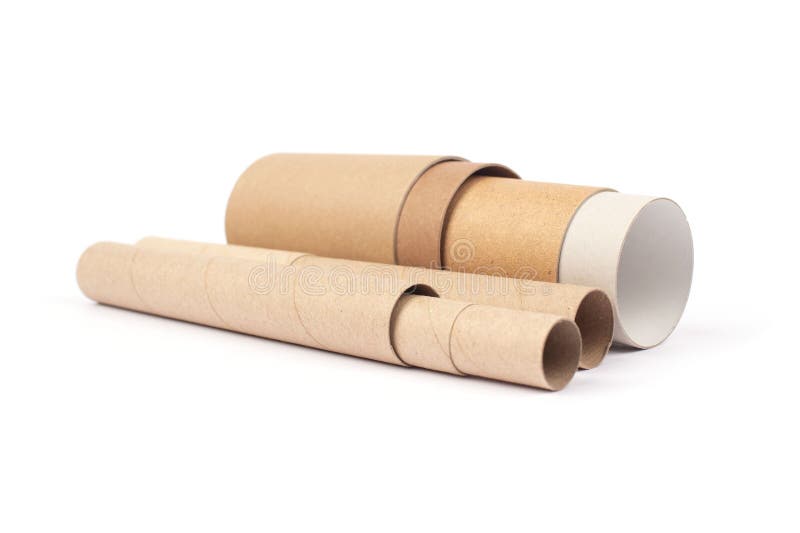 Set of Paper Tubes with Paper Caps in Different Sizes Isolated on White ...