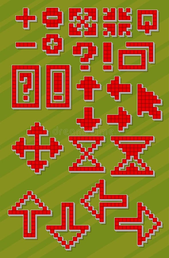 Set of Different Red Pixel Font Symbols Stock Vector - Illustration of ...