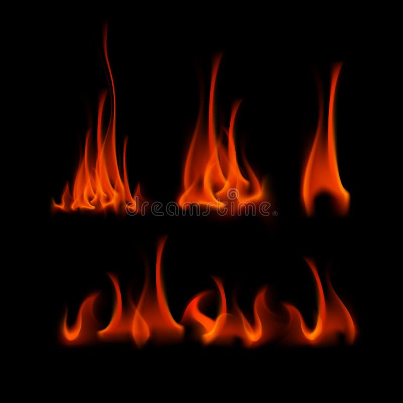Set of Different Red Scarlet Fire Flame Bonfire Stock Vector ...