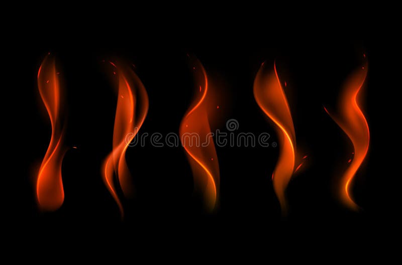 Set of Different Red Scarlet Fire Flame Stock Vector - Illustration of ...