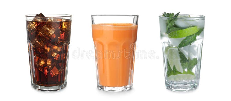 Set with Different Refreshing Cocktails on Background. Banner Design ...