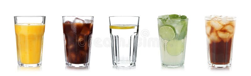 Set of Different Refreshing Drinks on Background. Banner Design Stock ...