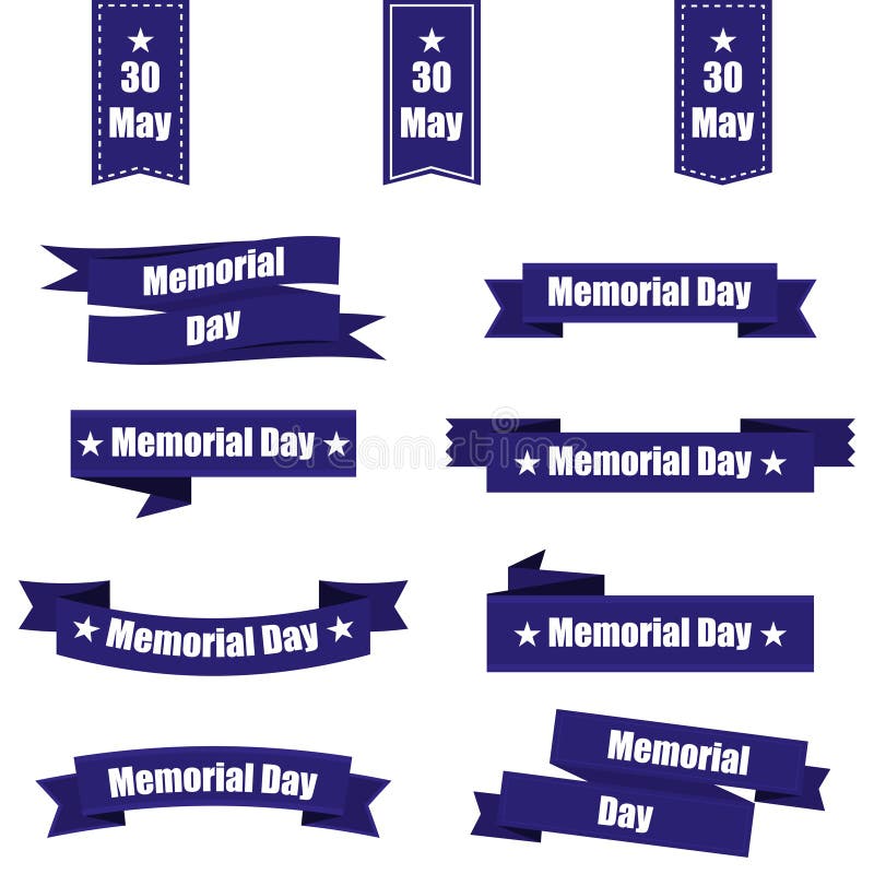 Set of Different Ribbons for Memorial Day America. Vector Illustration ...