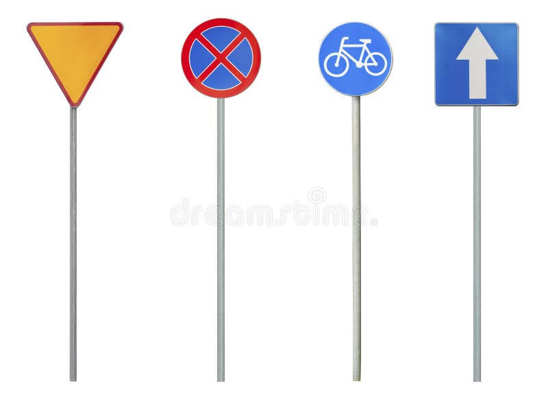 Set with Different Road Signs Isolated on White Stock Illustration ...