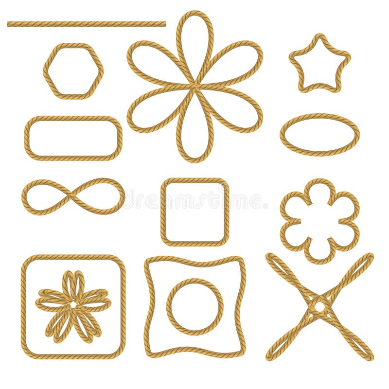 Set of Different Rope Frames Stock Vector - Illustration of ornamental ...