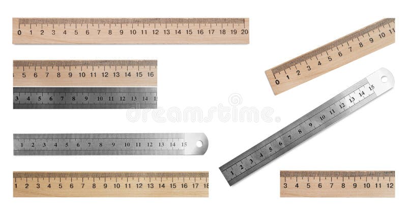 Set with Different Rulers with Measuring Length Markings in Centimeters ...