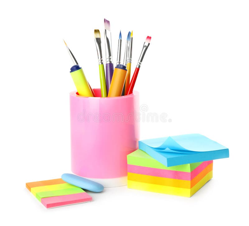 Set of Different School Stationery on White Background Stock Photo ...