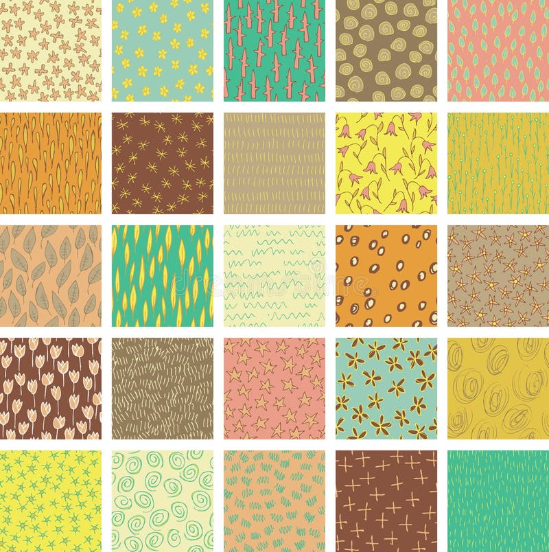 Basic Doodle Seamless Pattern Set No.1 in Black and White Stock Vector ...