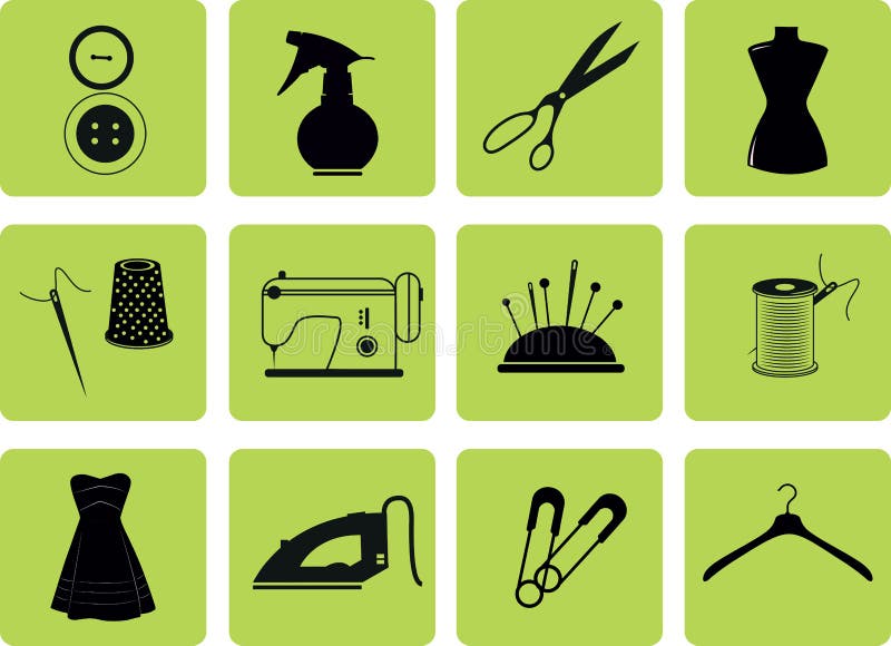 Set of Different Sewing Icons. Stock Vector - Illustration of female ...