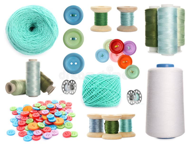 Set with Different Sewing Supplies on White Background Stock Image ...
