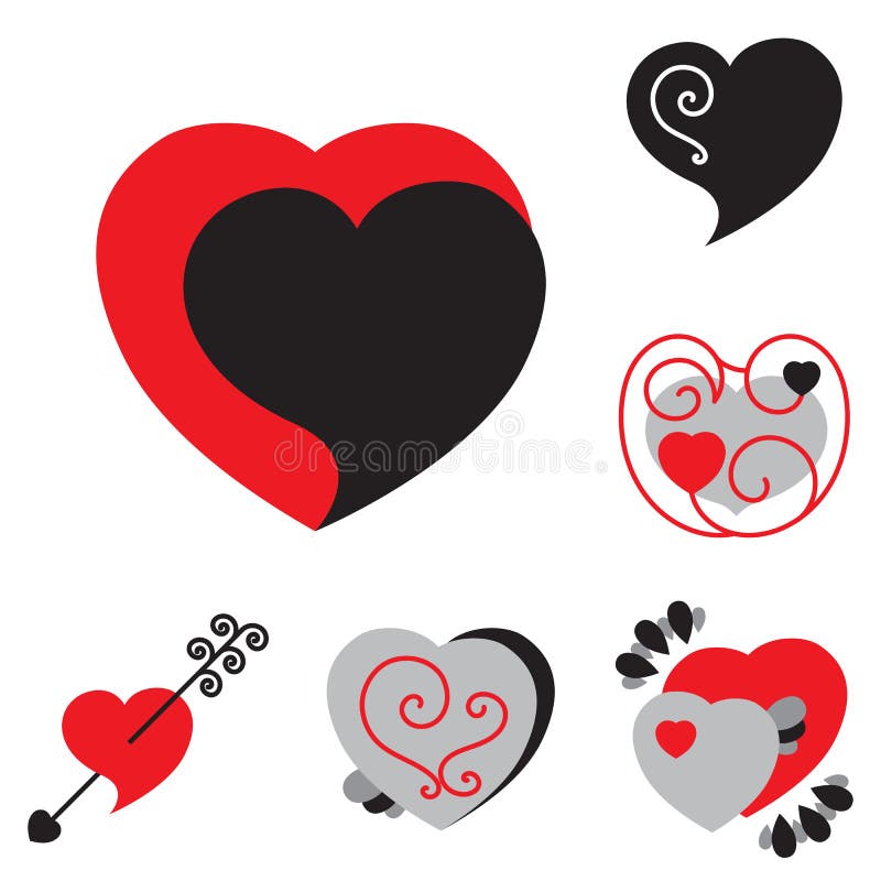 Set of Different Shaped Vector Heart Icons Stock Illustration ...